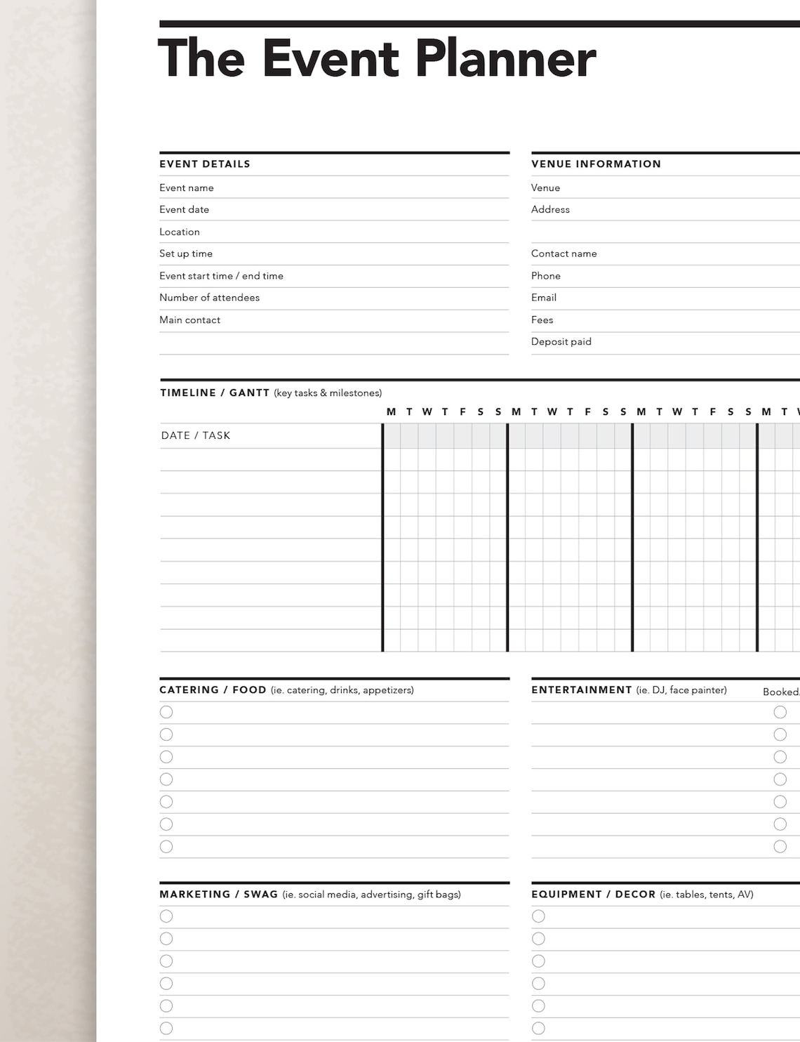 Event Planner Printable, Party Planner, Event Organizer, Birthday ...
