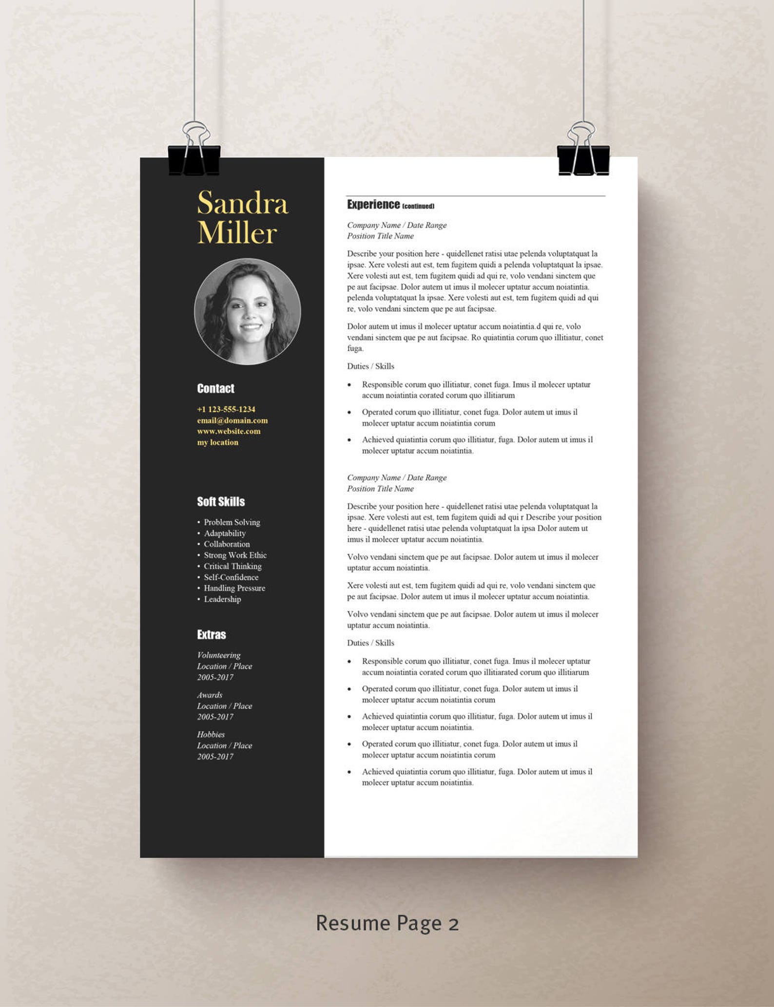 Wznowić szablon wzór CV Curriculum Vitae profesjonalne CV - Etsy Polska