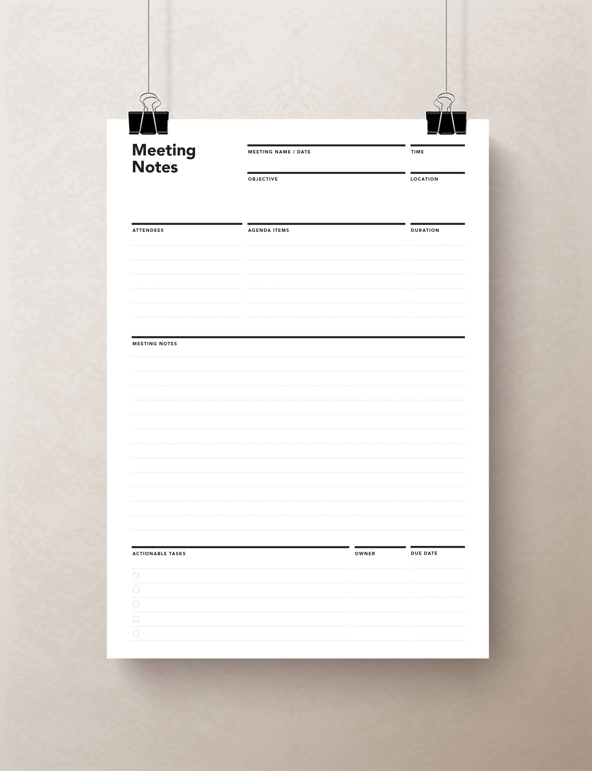 Meeting Notes Planner, Printable Meeting Planner, Meeting Notes ...