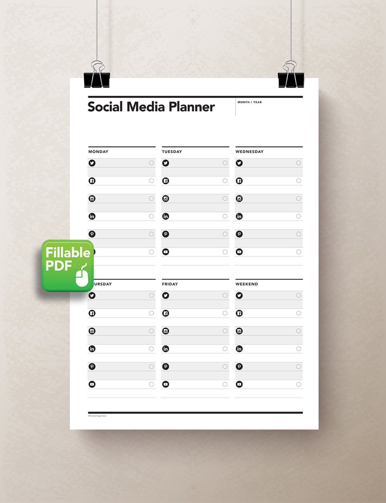 Weekly Social Media Planner, Content Planner, Instagram Posting ...