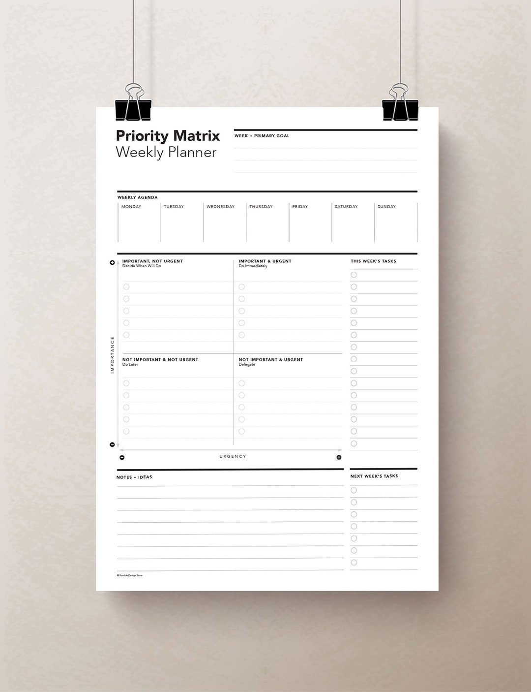 Weekly Task Priority Matrix, Eisenhower Matrix, Decision Matrix ...
