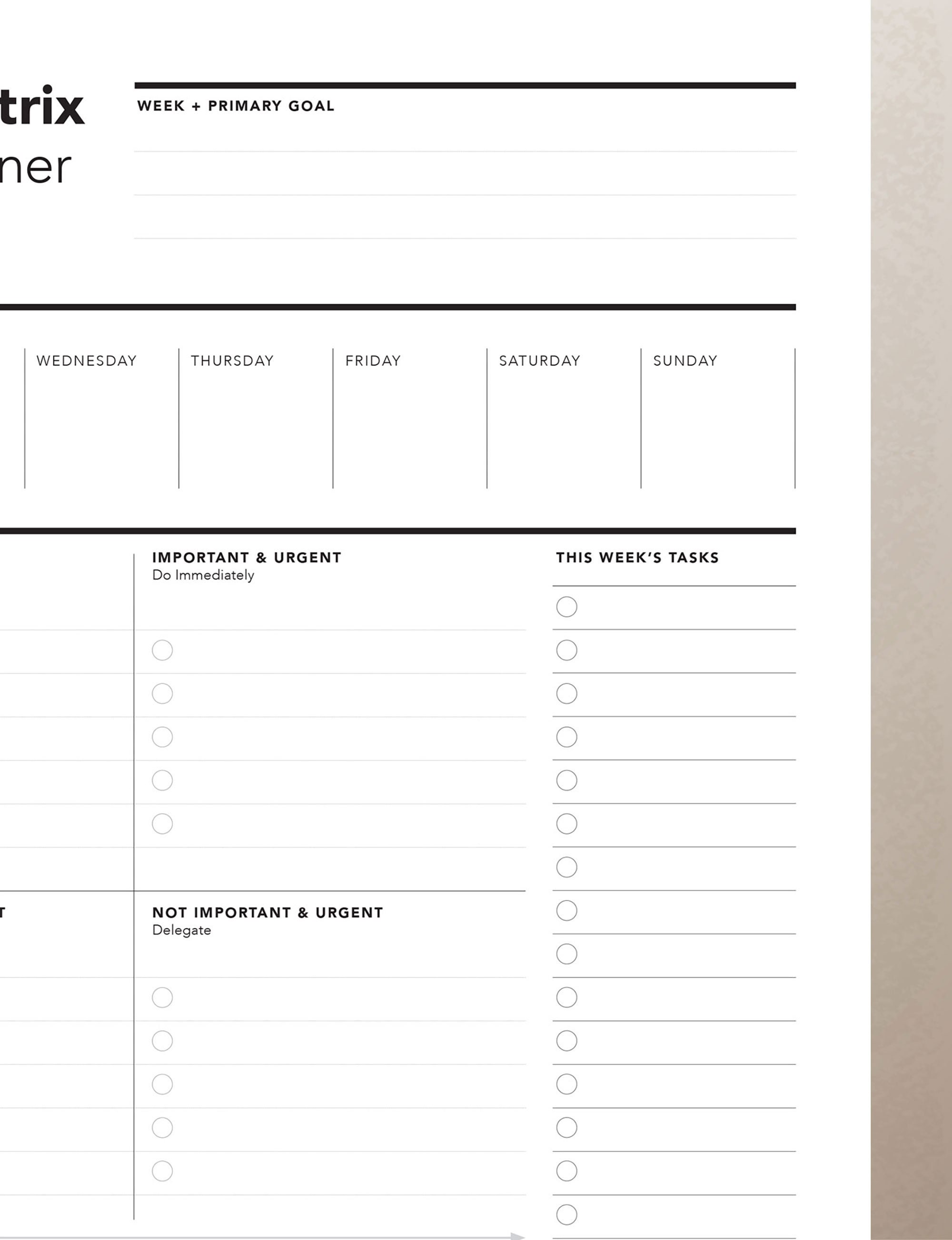 Weekly Task Priority Matrix, Eisenhower Matrix, Decision Matrix ...
