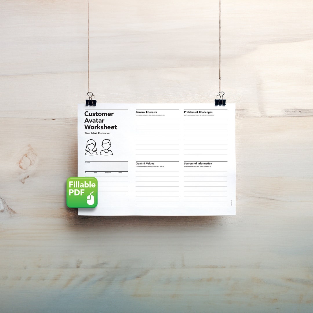 Customer Avatar Worksheet, Buyer Persona Worksheet, Customer Persona ...