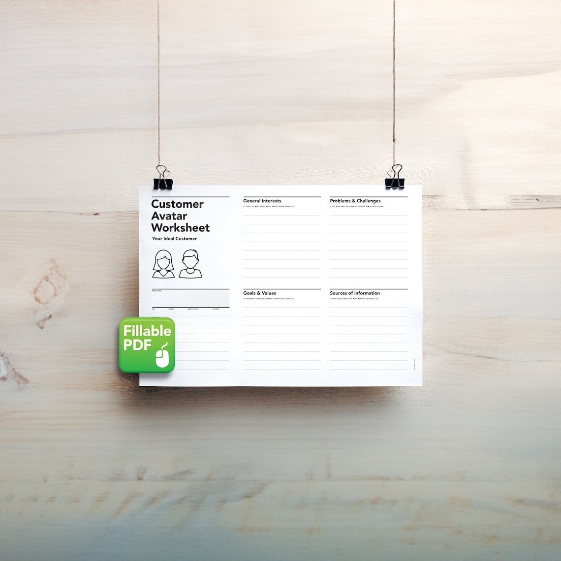 Customer Avatar Worksheet, Buyer Persona Worksheet, Customer Persona ...