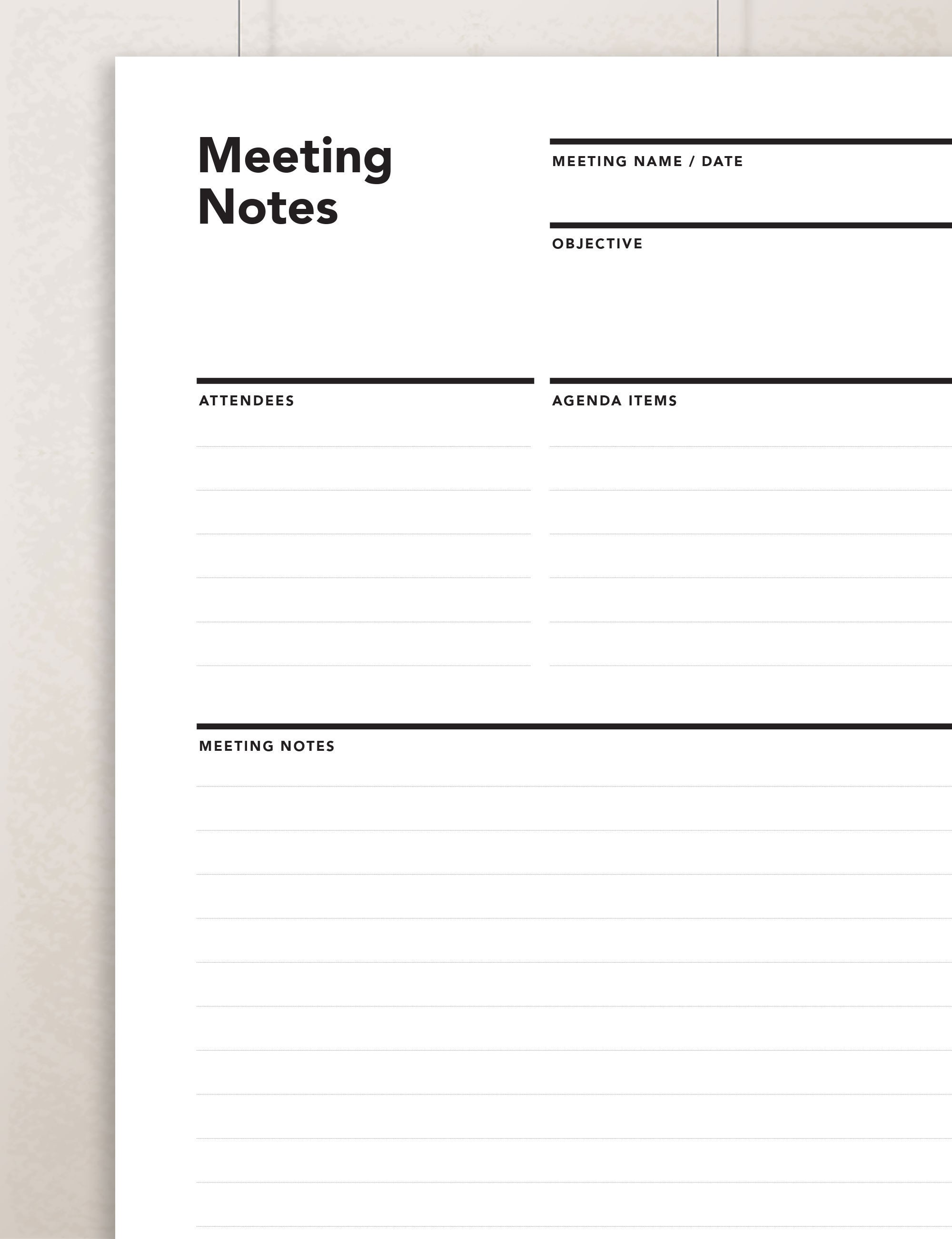 Meeting Notes Planner, Printable Meeting Planner, Meeting Notes ...