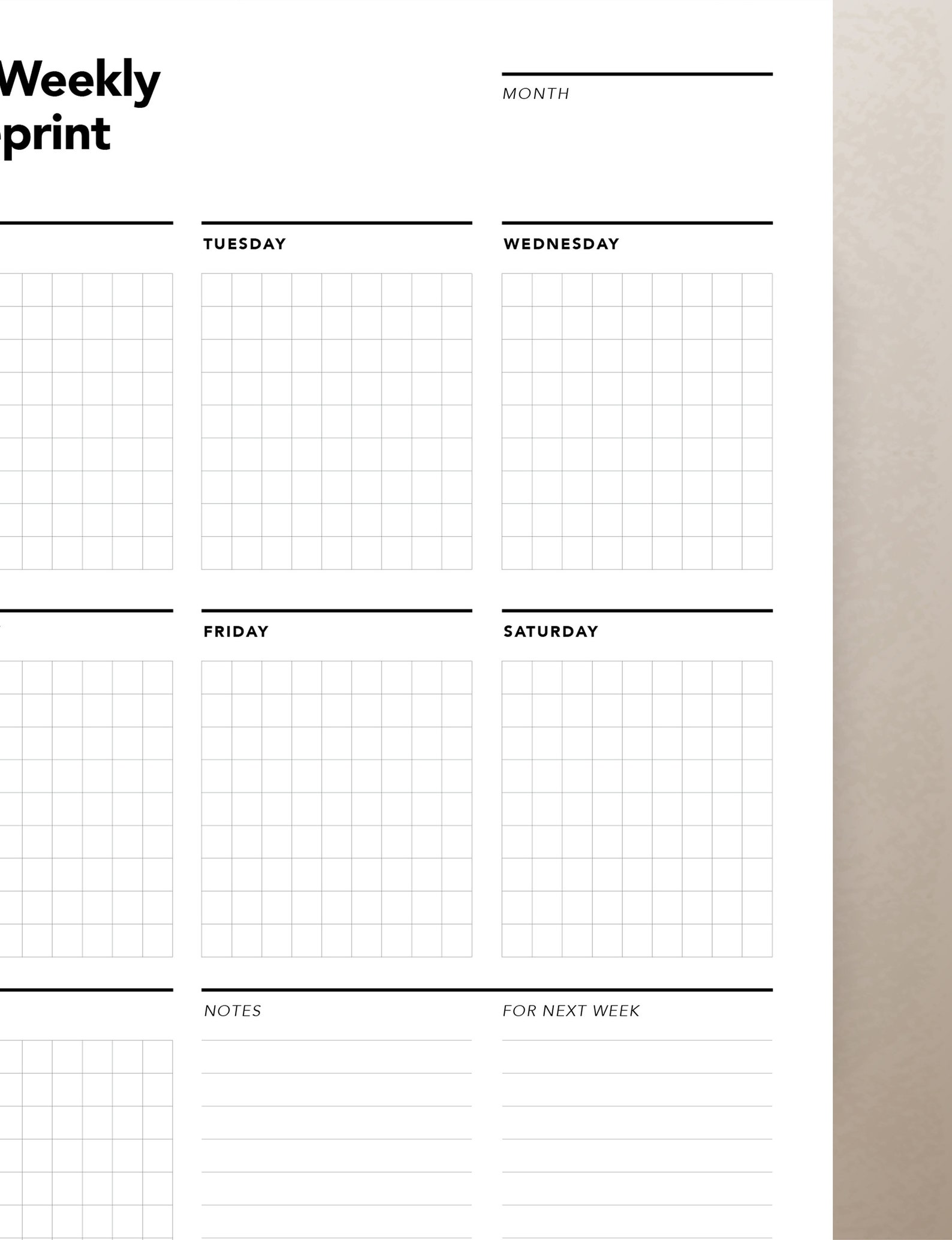 Weekly Planner, Week at a Glance, Weekly Agenda, Weekly Blueprint ...