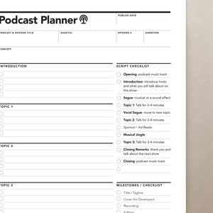 Podcast Planner Worksheet, Podcast Worksheet, Pod Cast, Podcast Plan ...