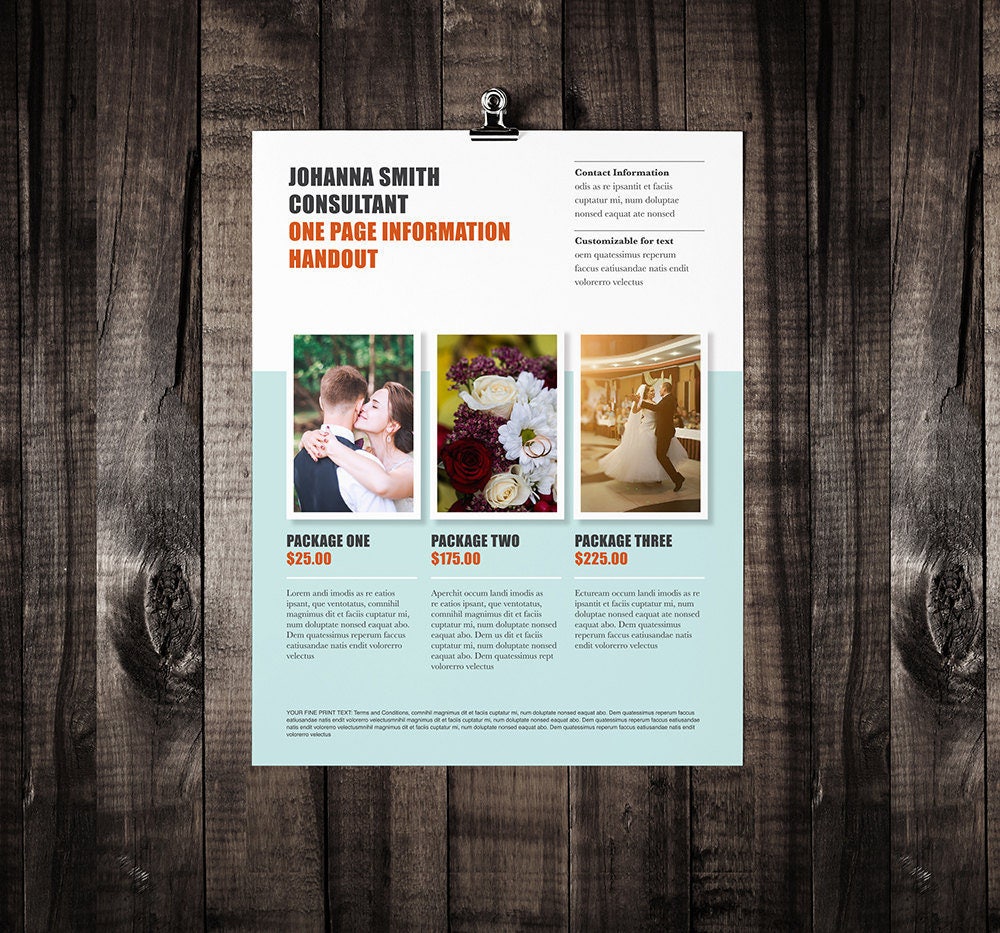 One Page Brochure Design, Brochure Template, Marketing Brochure ...