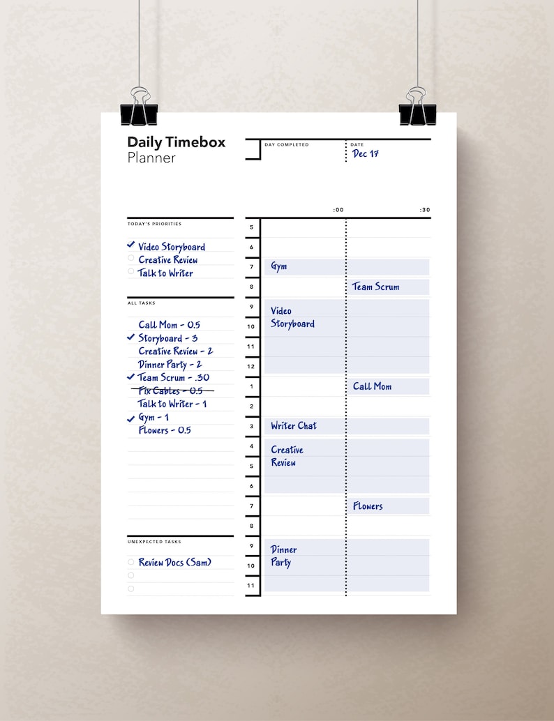 Time Box Planner, Time Boxing Planners, Daily Time Blocking Planner ...
