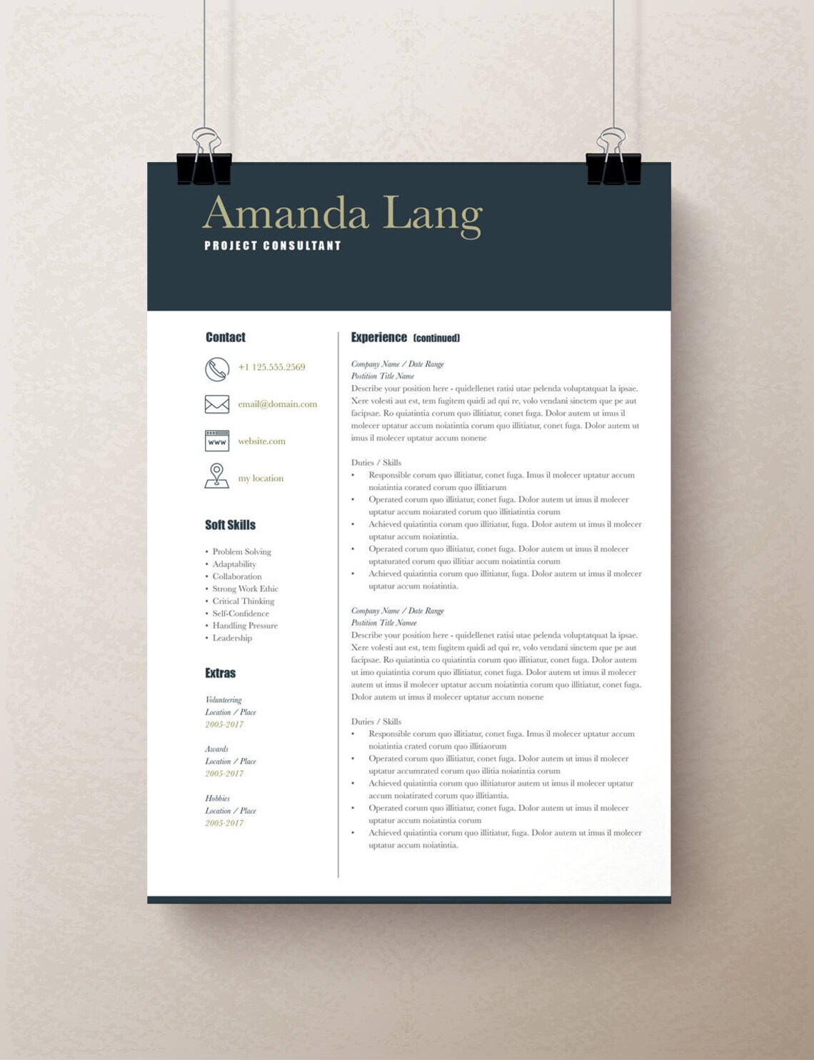 Modern Resume Template, Professional Resume Template Word, Curriculum ...
