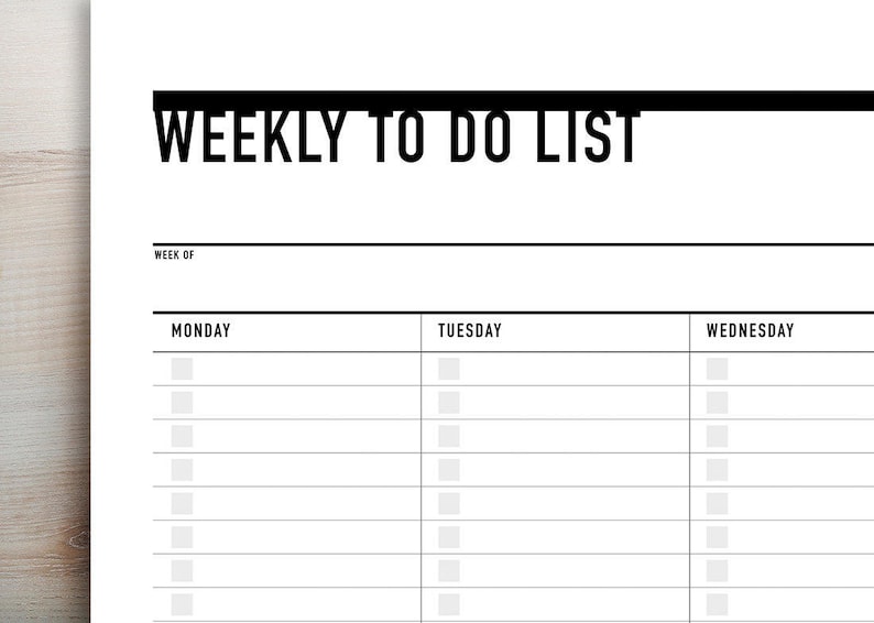 Printable Weekly to Do List, Week Agenda Planner, Printable to Do List ...