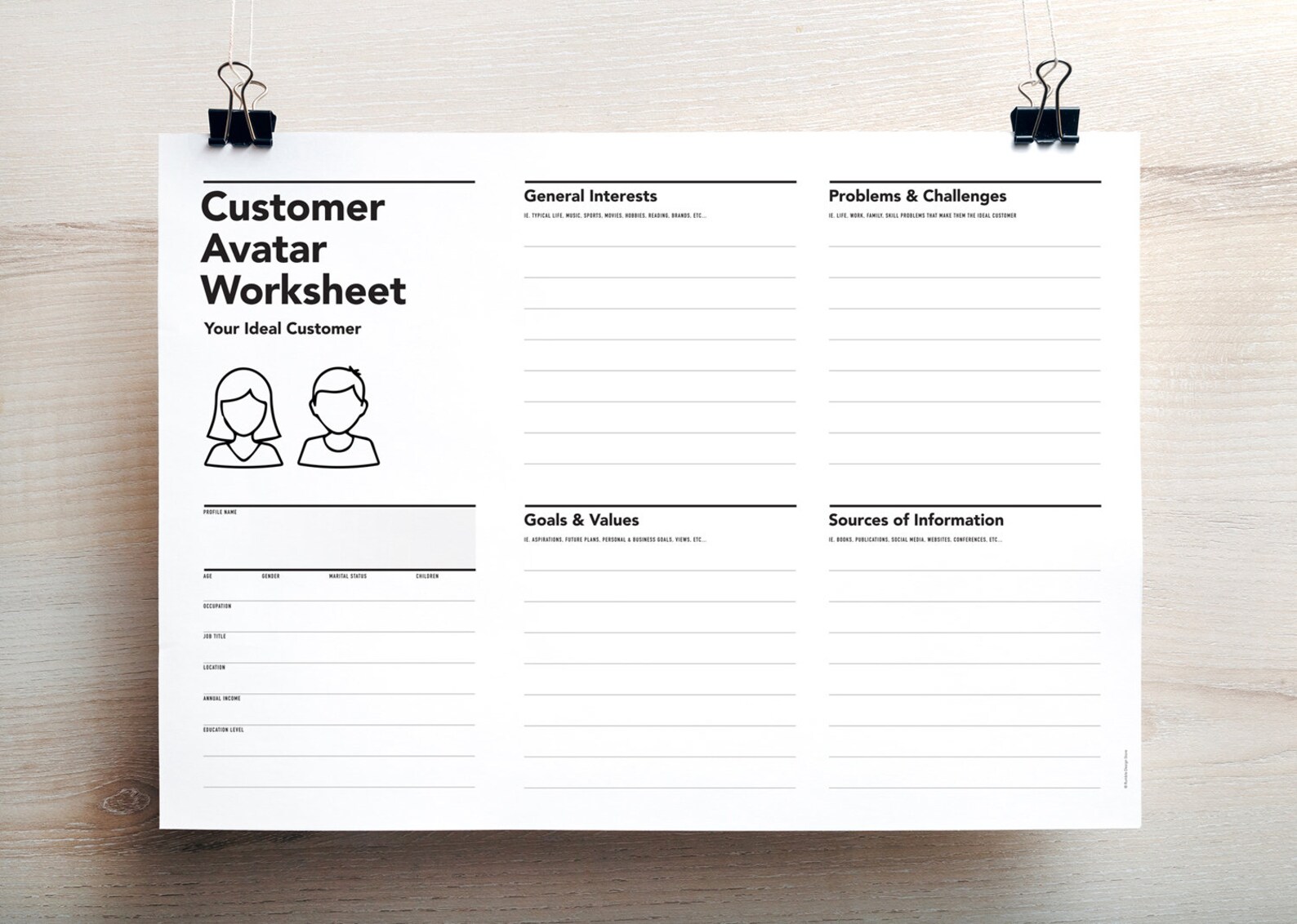 Customer Avatar Worksheet, Buyer Persona Worksheet, Customer Persona ...