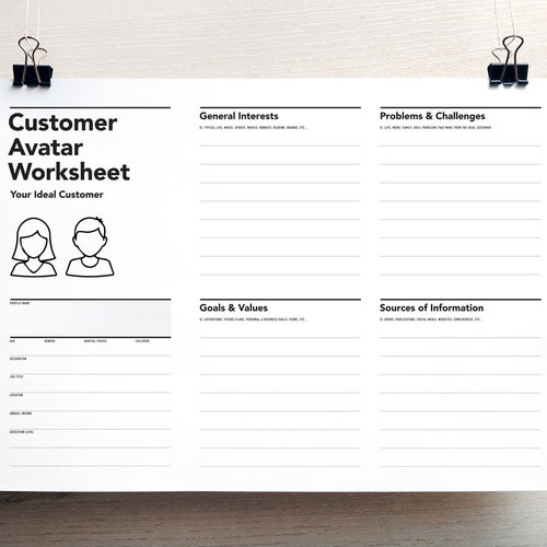 Printable Target Audience Worksheet Customer Persona Market - Etsy