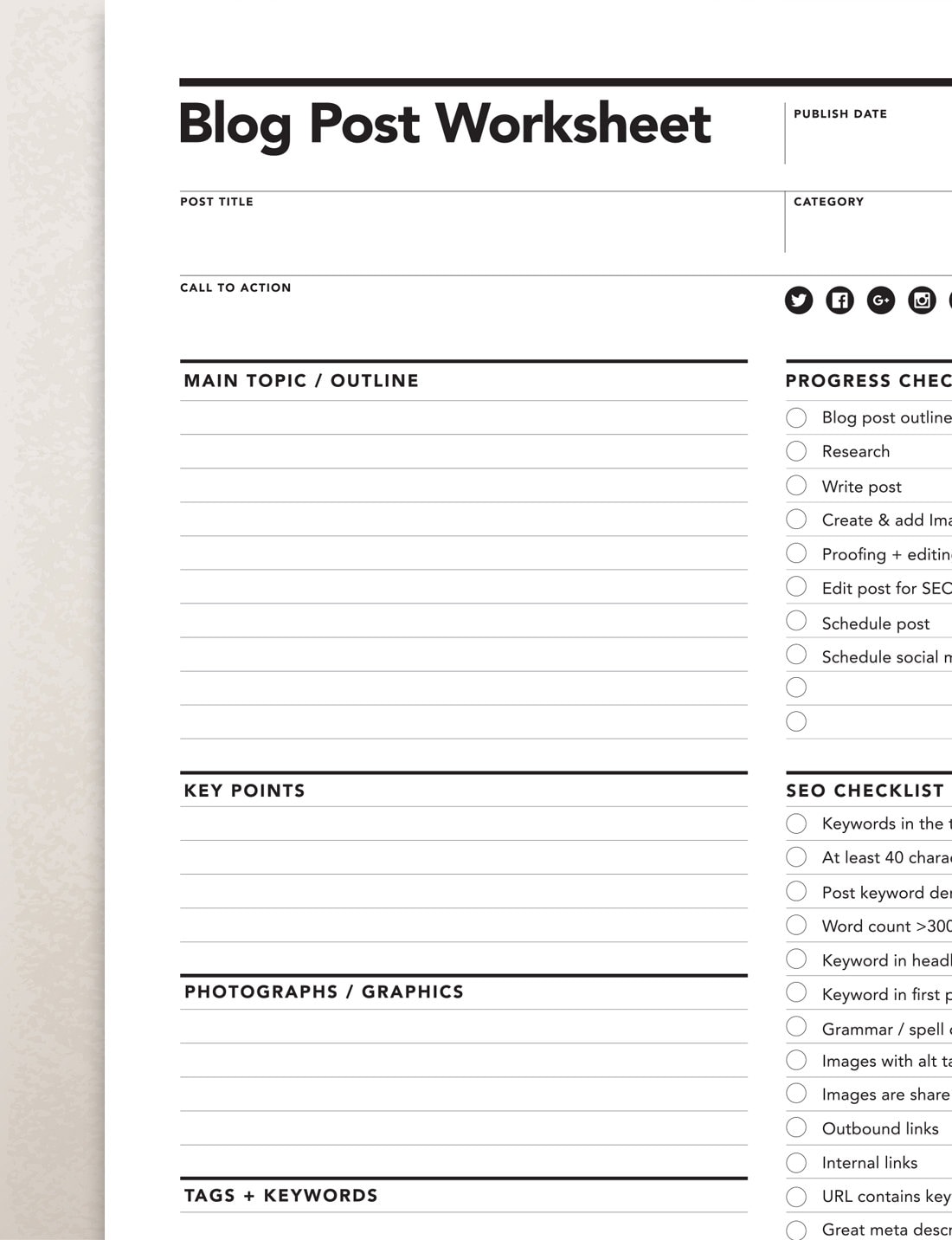 Blog Planner Worksheet, Blog Worksheet, Blogger, Blog Plan, Blogging ...