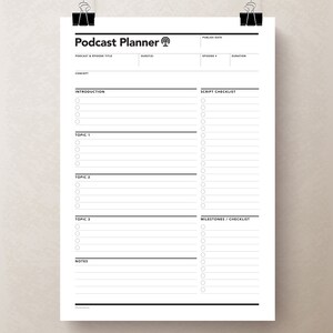 Podcast Planner Worksheet, Podcast Worksheet, Pod Cast, Podcast Plan ...