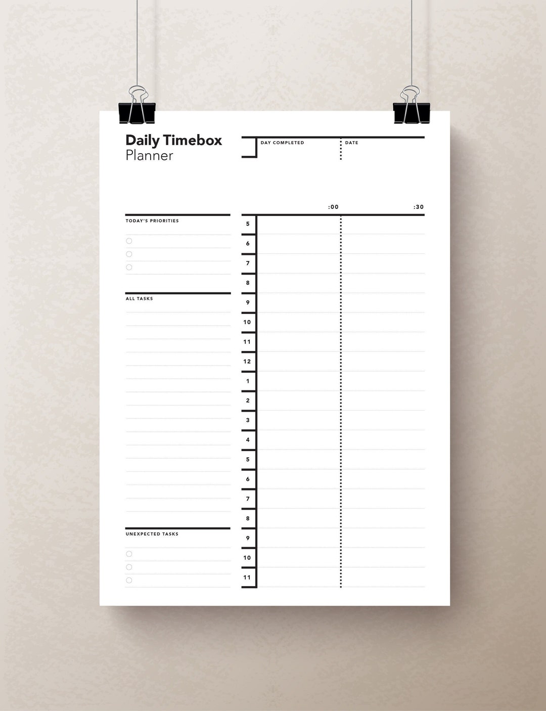 Time Box Planner, Time Boxing Planners, Daily Time Blocking Planner ...