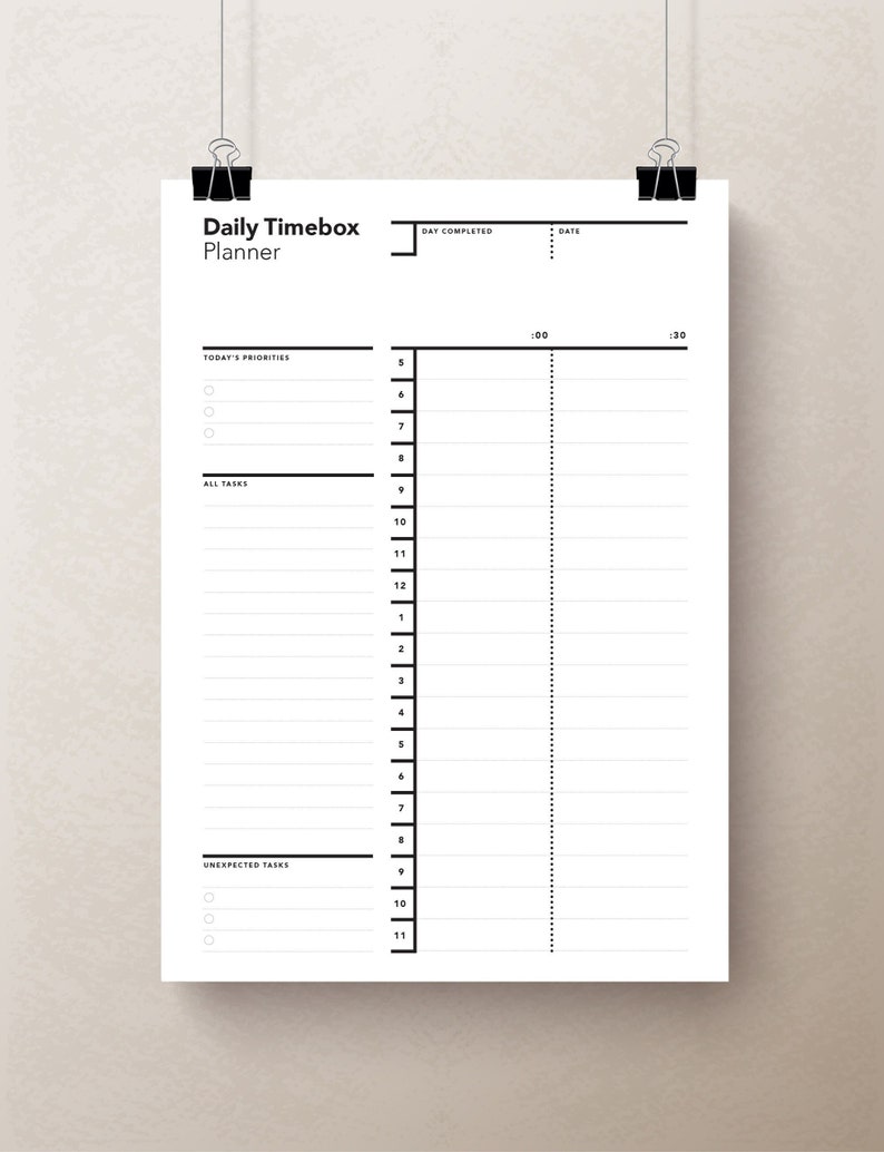 Time Box Planner, Time Boxing Planners, Daily Time Blocking Planner ...