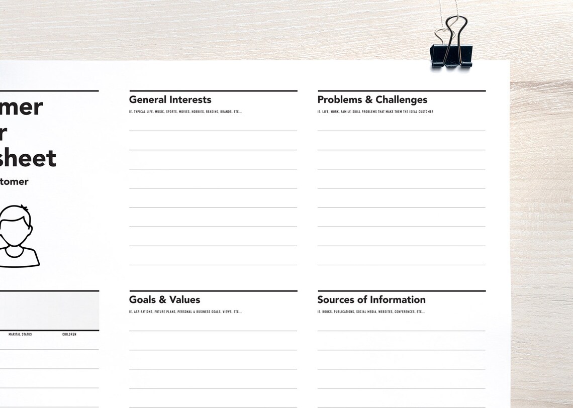 Customer Avatar Worksheet, Buyer Persona Worksheet, Customer Persona ...