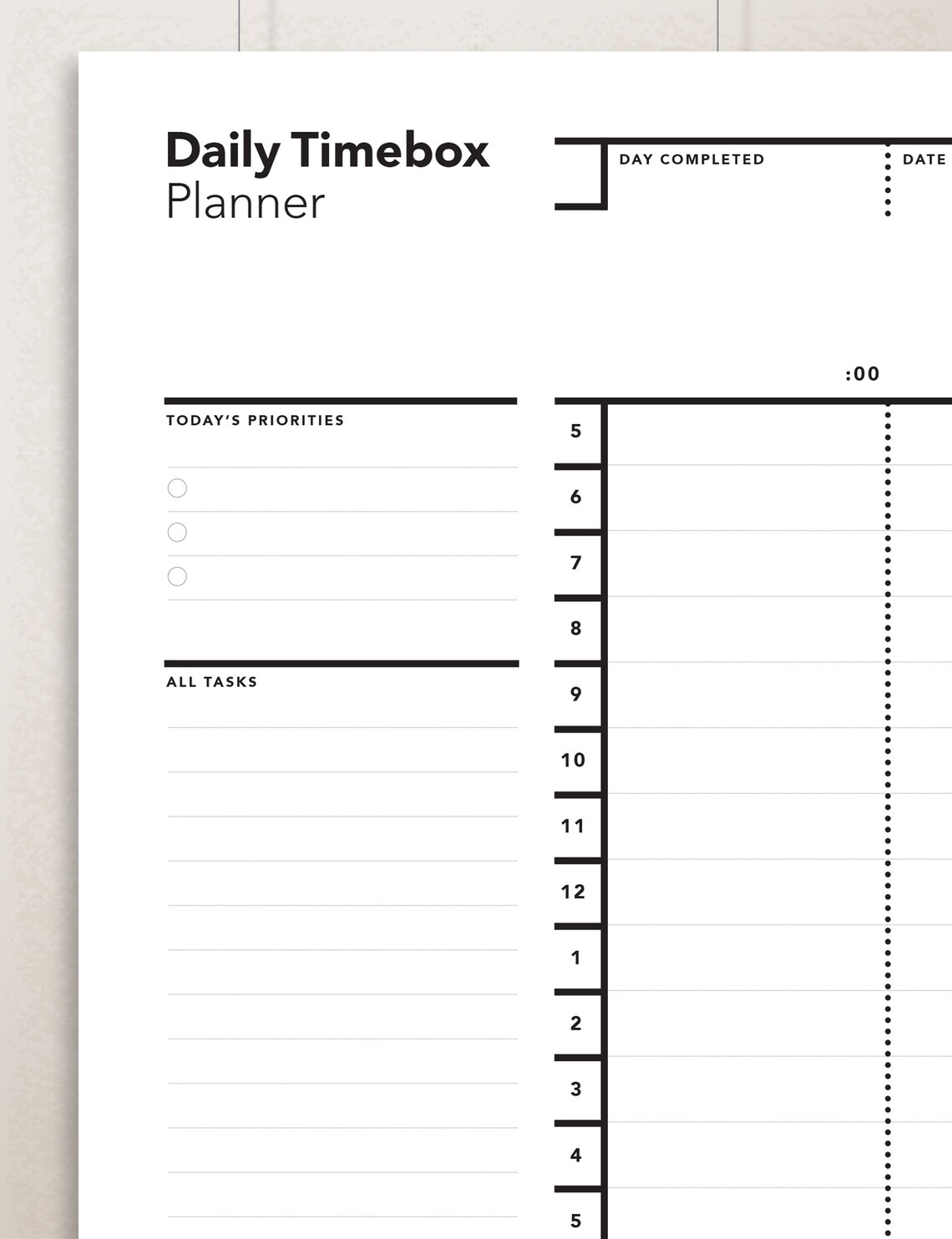 Time Box Planner, Time Boxing Planners, Daily Time Blocking Planner ...