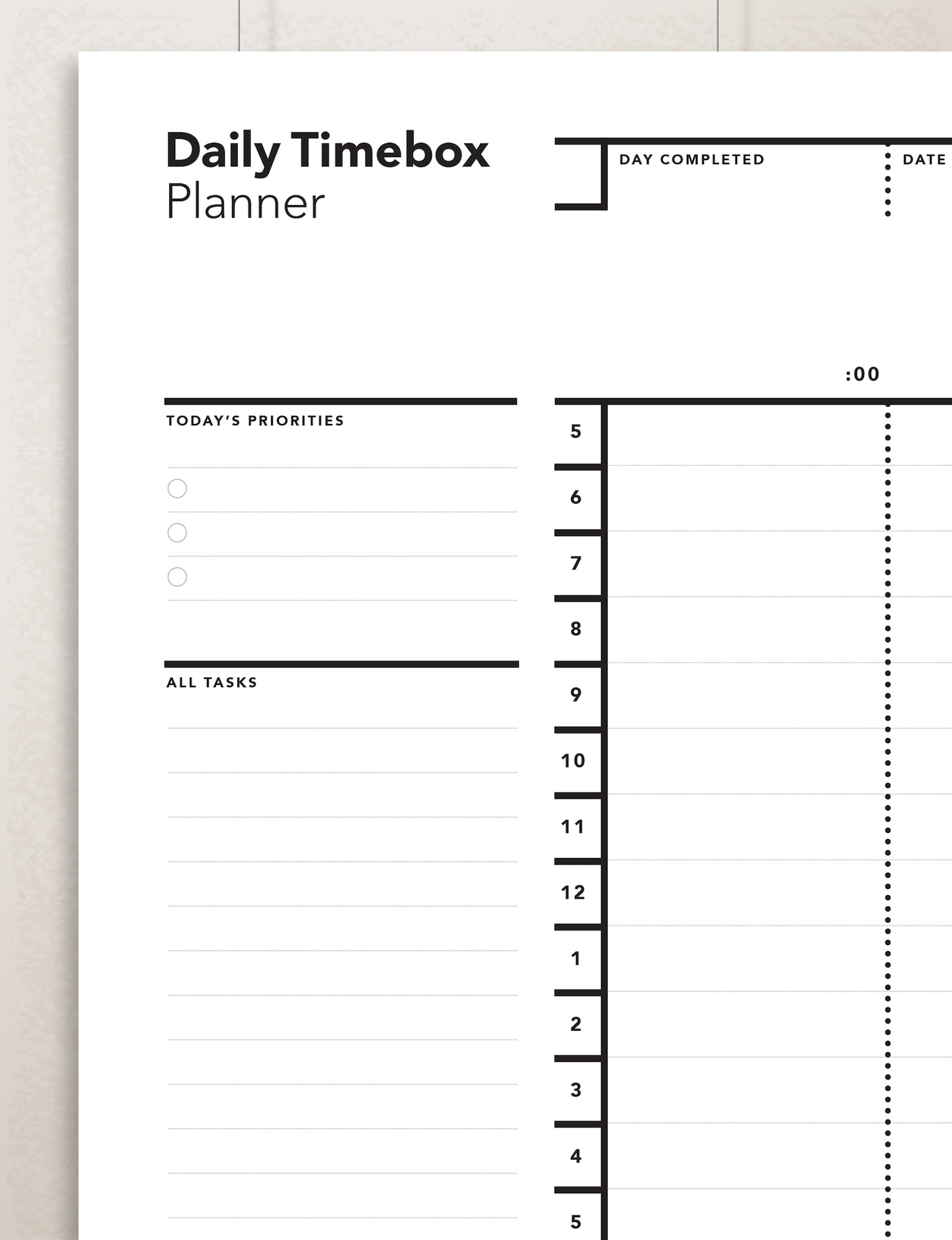Time Box Planner, Time Boxing Planners, Daily Time Blocking Planner ...