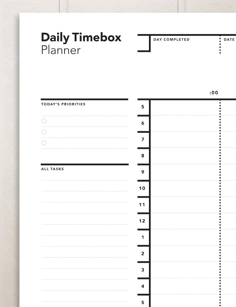 Time Box Planner, Time Boxing Planners, Daily Time Blocking Planner ...