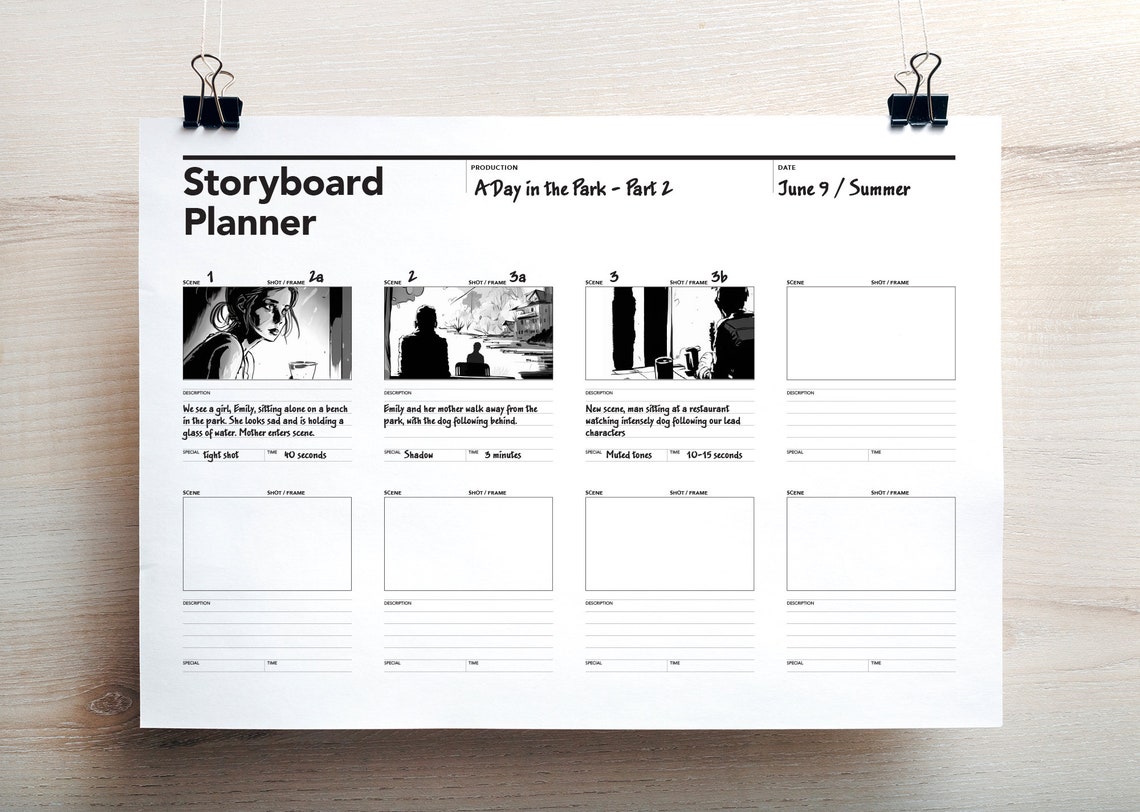 Printable Storyboard Planner Template, Filmmaker Planner, Storyboard ...