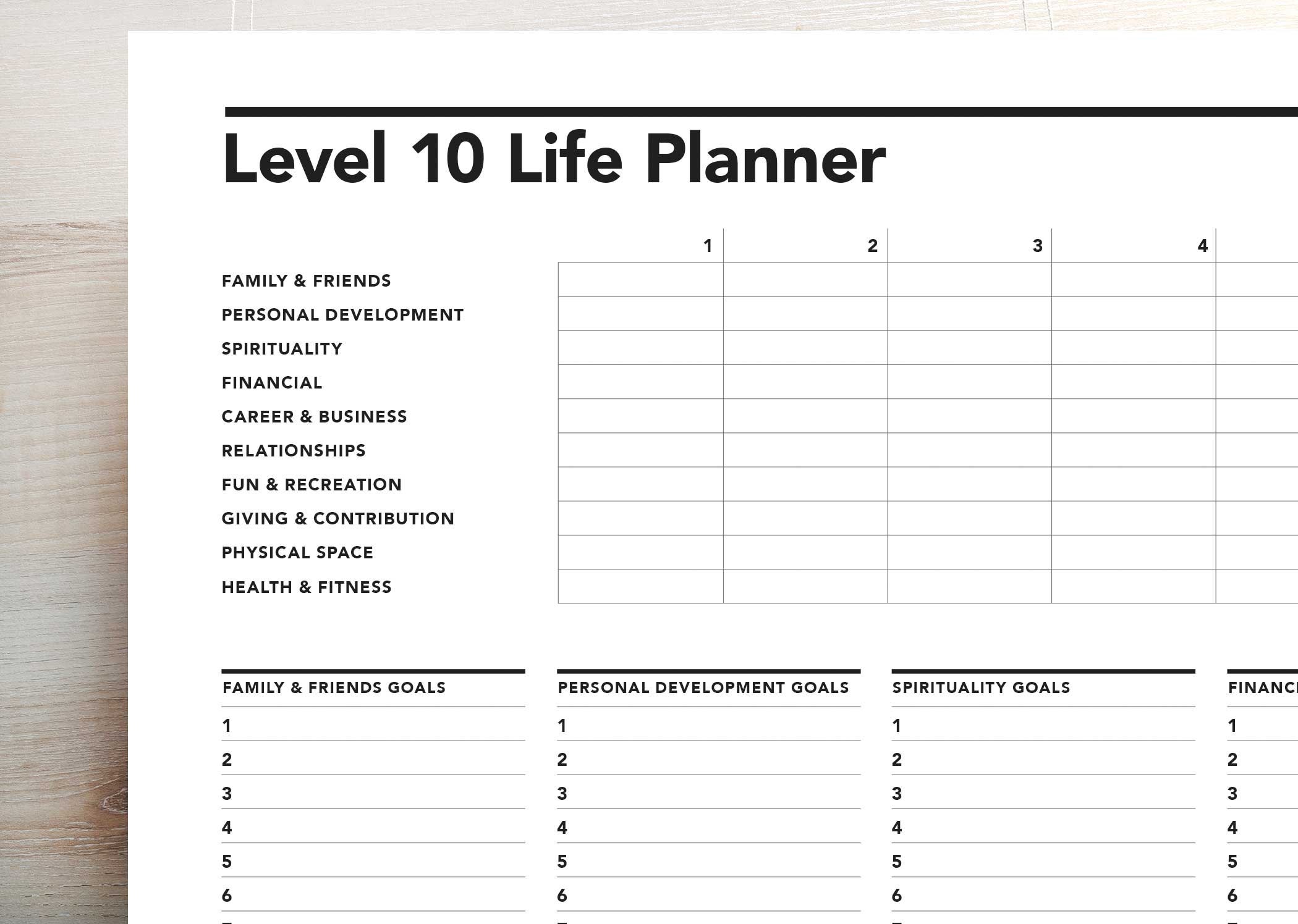 Level 10 Life Planner Life Goals Tracker Goal Planner - Etsy