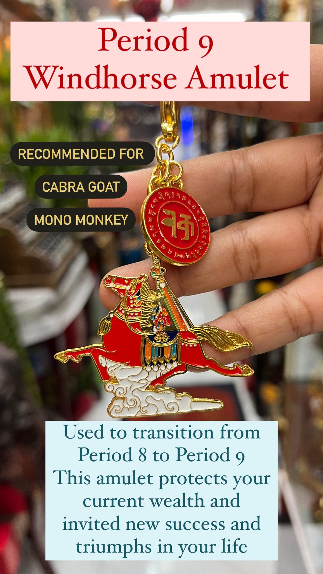 Wind Horse Period 9 Amulet Keychain - Etsy