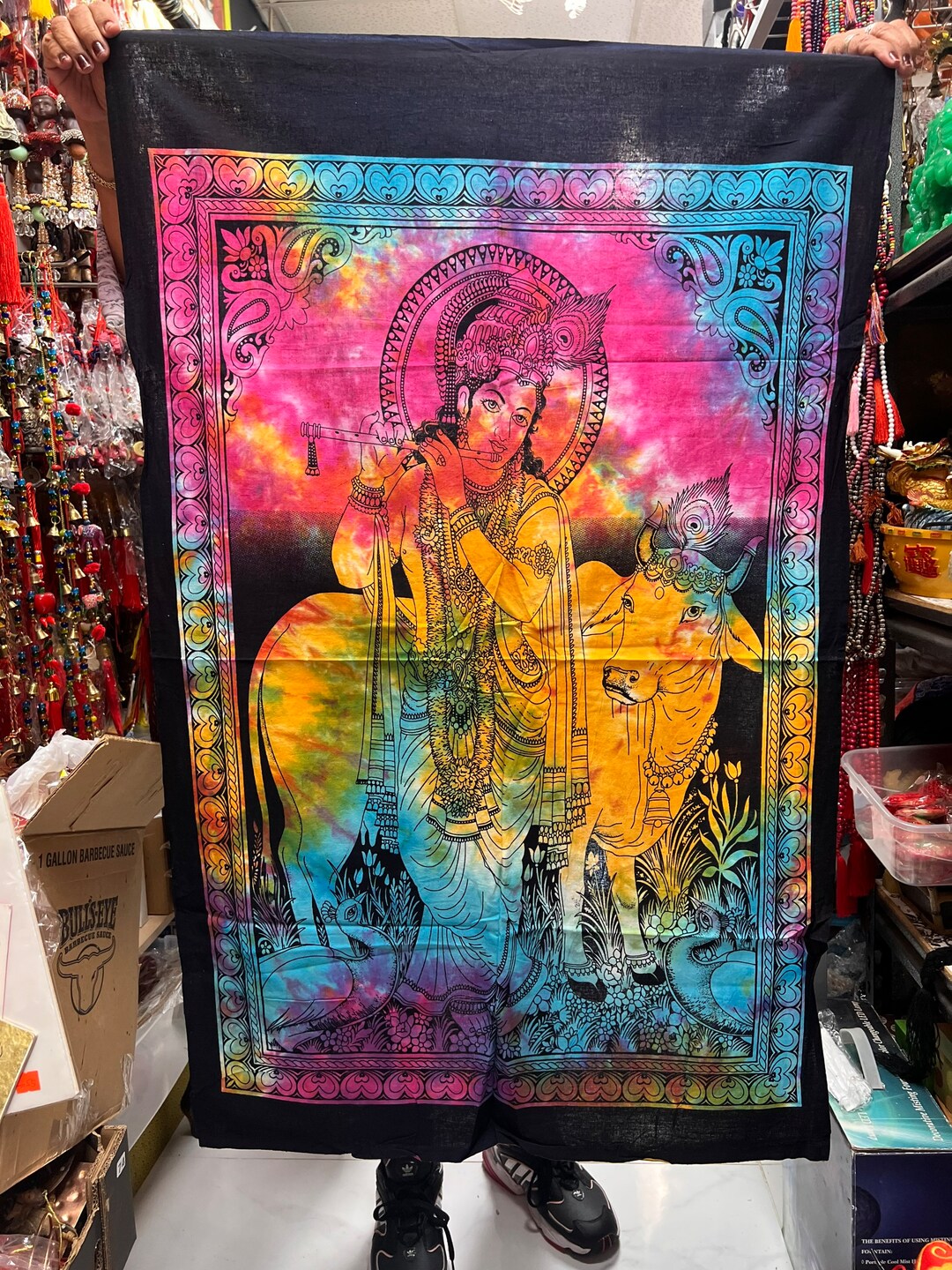 Khrishna Hindu Rainbow Tie Dye Tapestry - Etsy