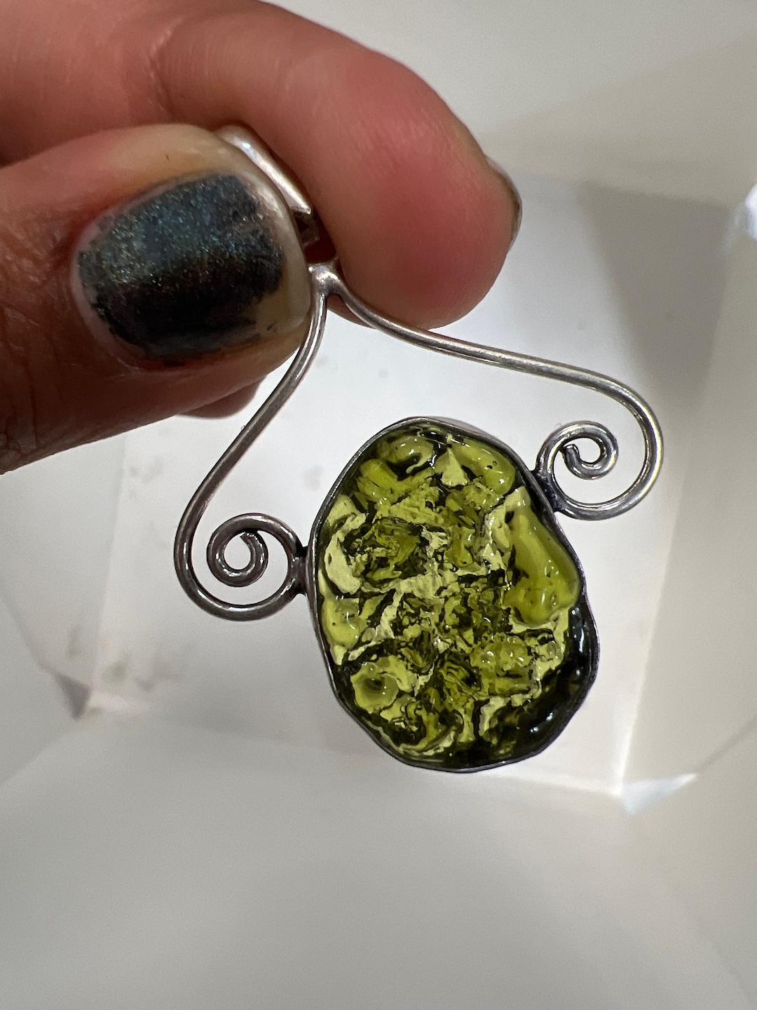 Man Made Moldavite Pendant - Etsy