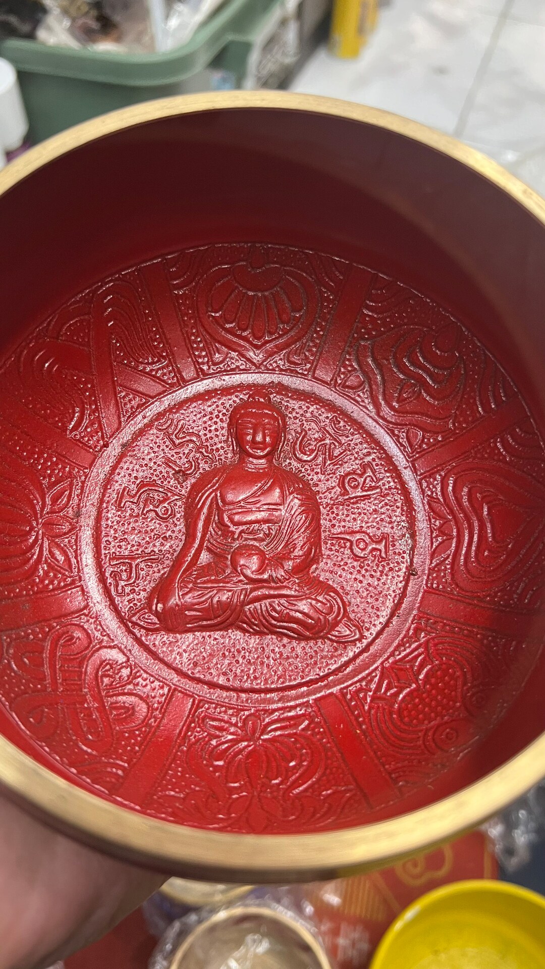 Red Singing Bowl 8 Auspicious Symbols - Etsy