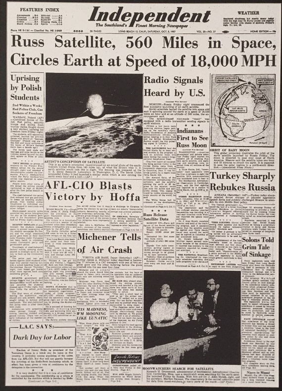 Sputnik 1957 Newspaper