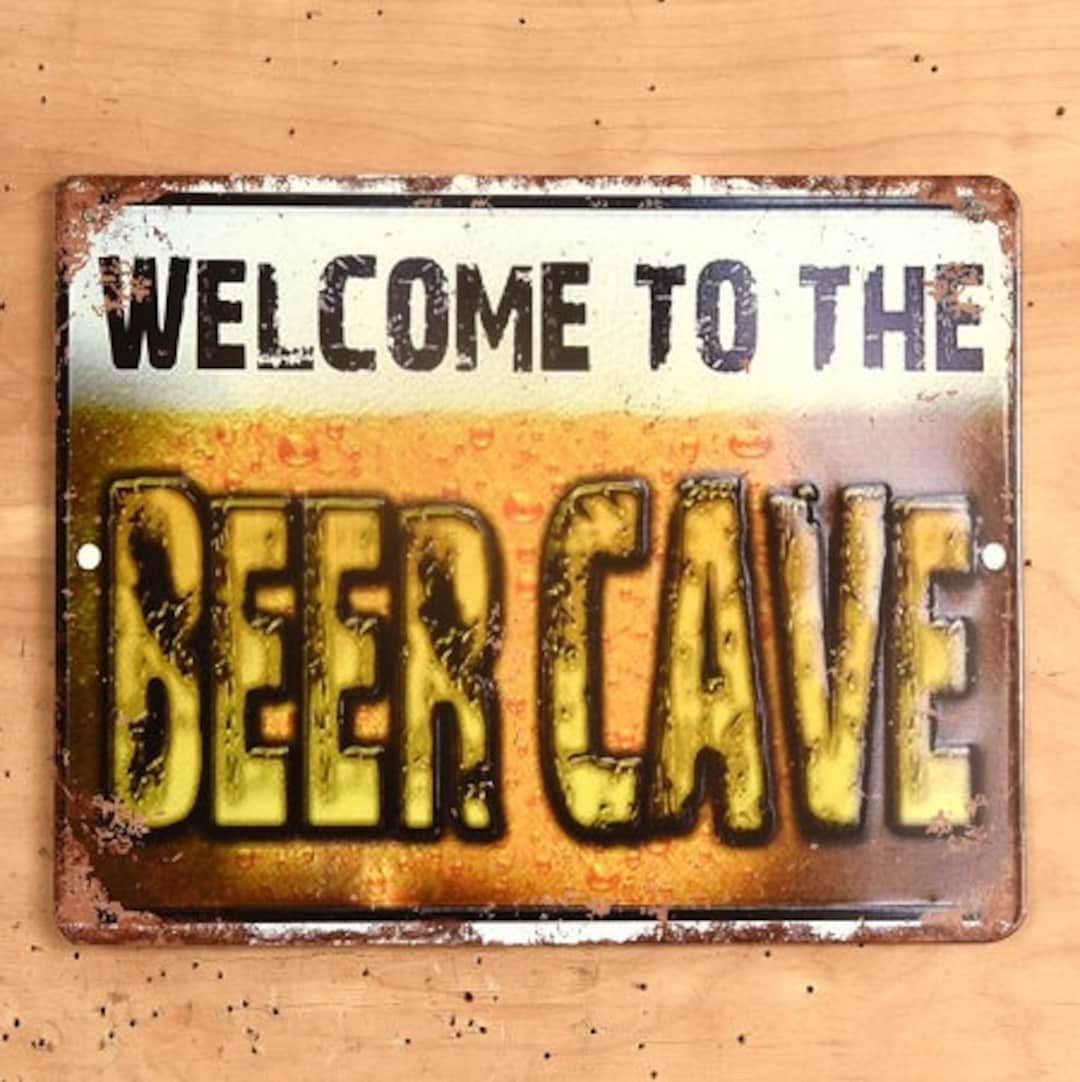 Beer Cave Welcome Sign Metal, Man Cave Decor for Him, Stocking Stuffers ...