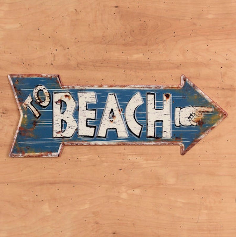 This Way to the Beach Arrow Sign, Vacation House Sign Metal, Veranda ...