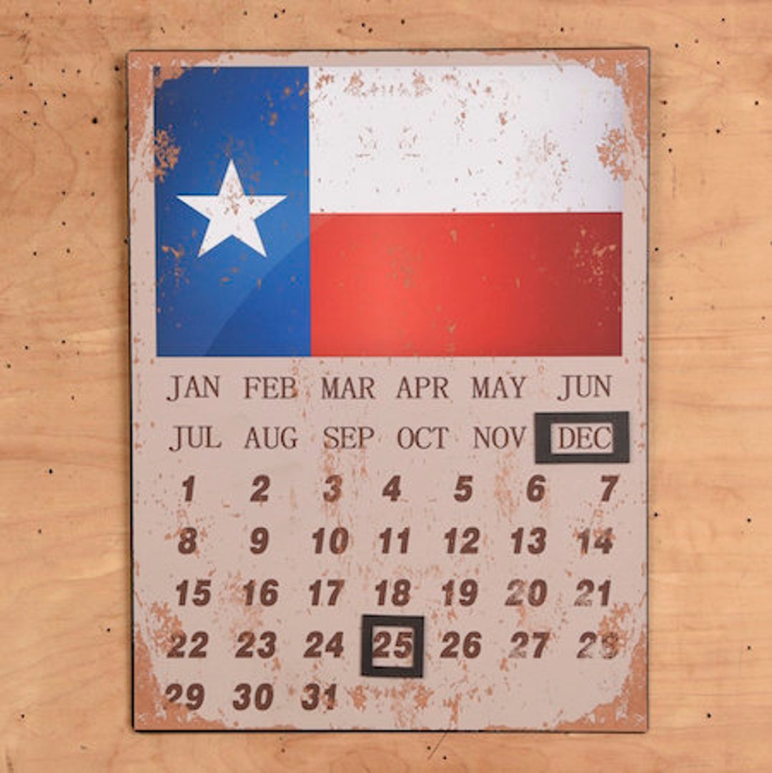 Lone Star State Texas Flag Perpetual Wall Calendar Vintage Inspired ...