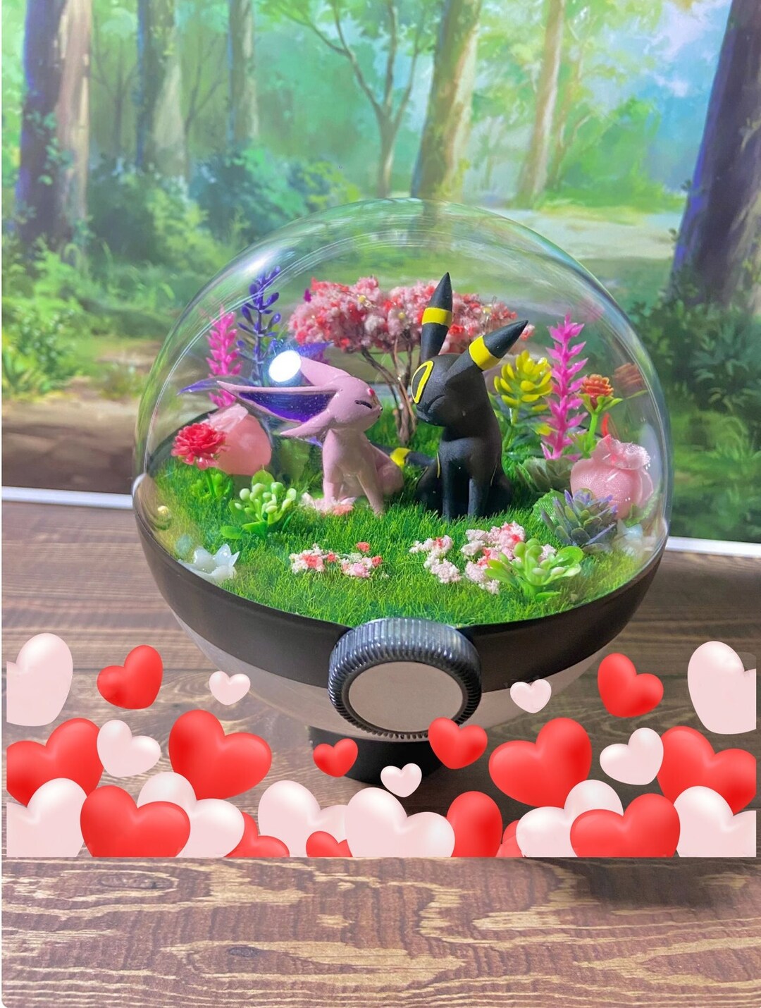Espeon & Umbreon XL Pokeball W LED Lights / Colorful Garden Pokeball ...