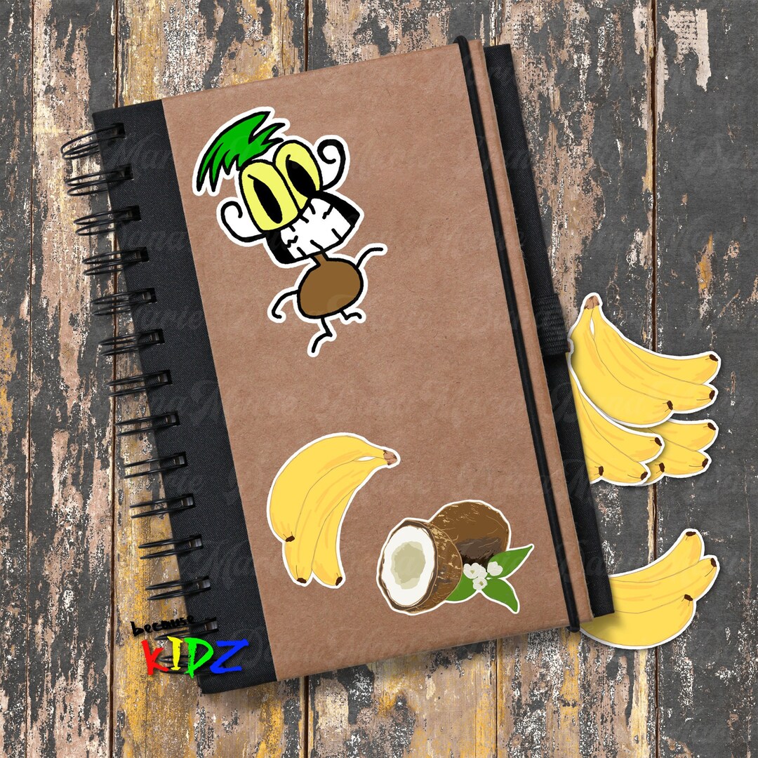 Angry Monkey, Bananas and Coconut Set Silly 3 Vinyl Die Cut Stickers ...