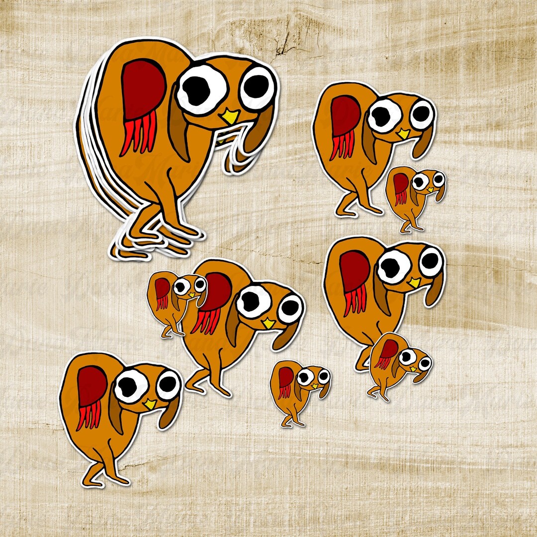 Hand Drawn Chicken Dog Sticker in Multiple Sizes 1, 2 and 3 Laminated ...