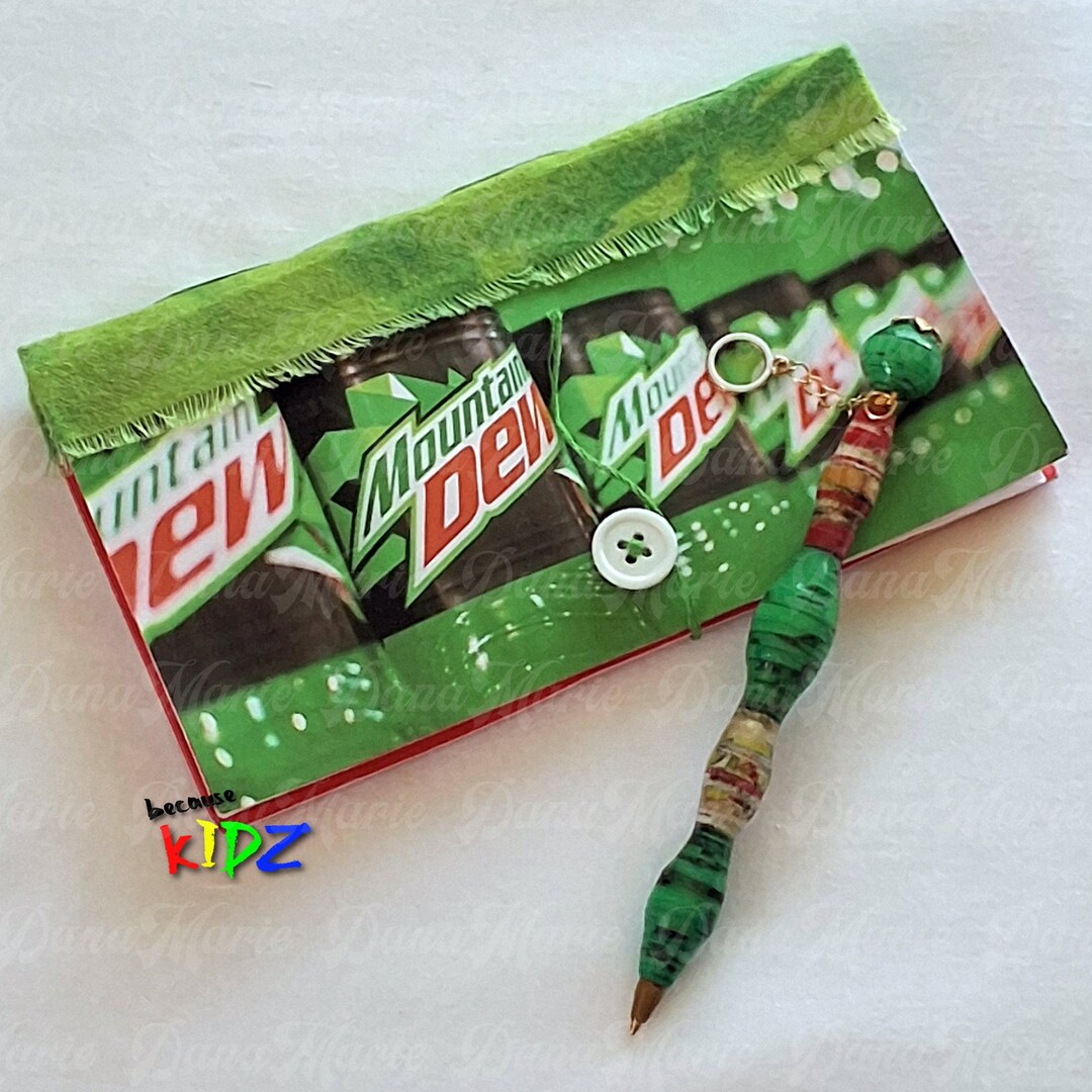 Mountain Dew, Hand Stitched, Notebook and Pen With Golden Charm Set ...