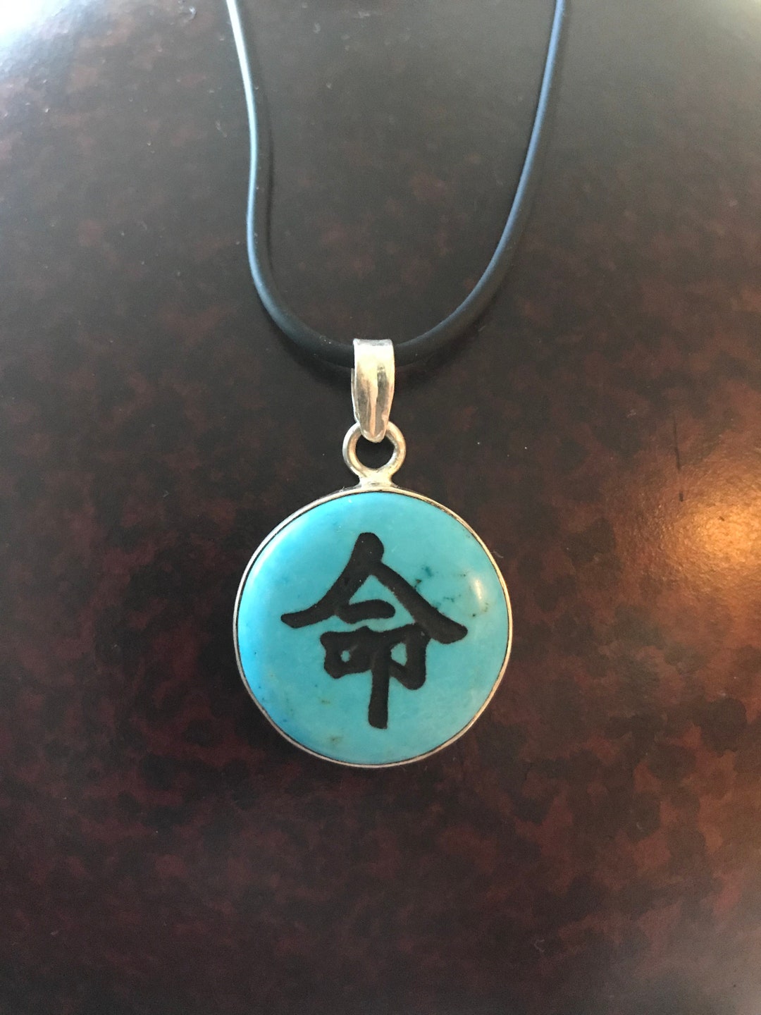 Engraved "destiny"turquoise Character Necklace in Silver Setting - Etsy