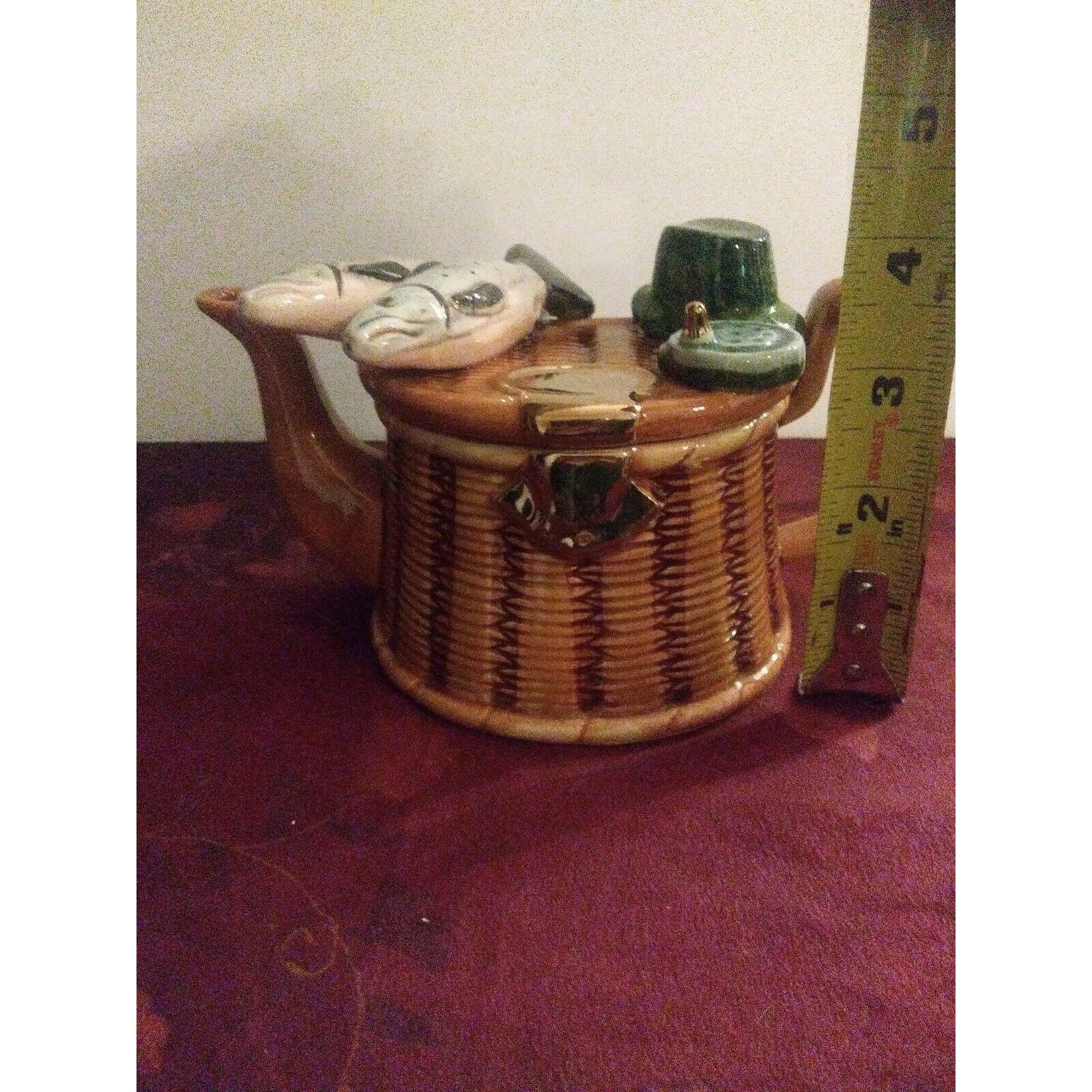 Fishing Creel Teapot by Richard Parrington Figural Vtg 1995 Tea Pot ...