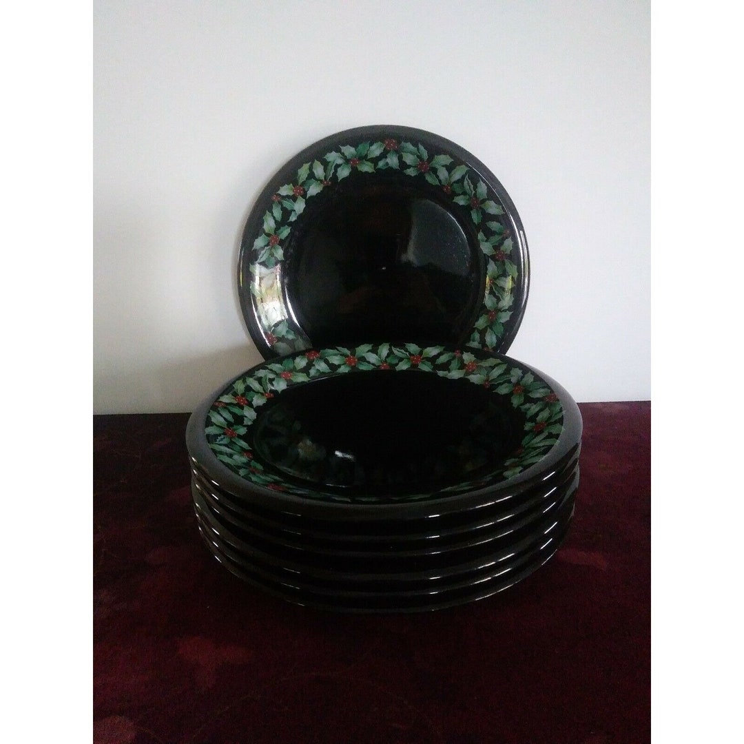 Set of 7 Dunoon Caroline Bessey Holly Salad Plates Green Holly Berries ...