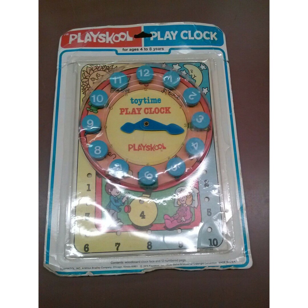 Vintage 1976 New Original Box Playskool Learning Play Clock Toy Milton ...