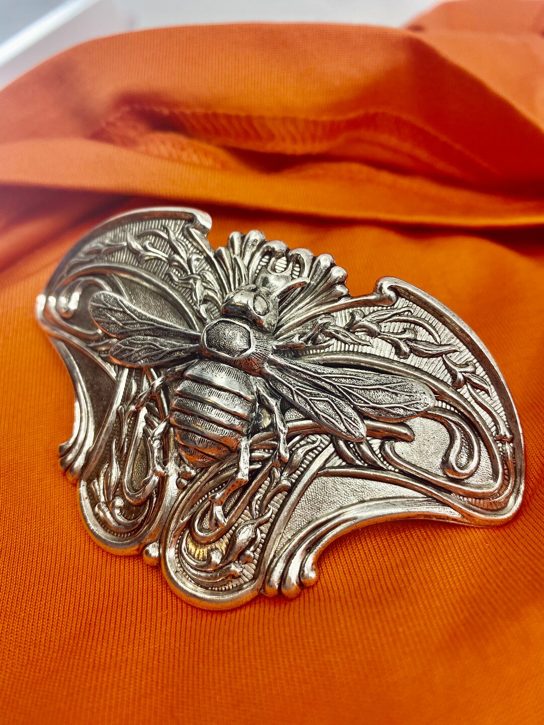 Bumblebee Bee Hair Clip Silver Plated Barrette Art Deco Style Mason Bee ...