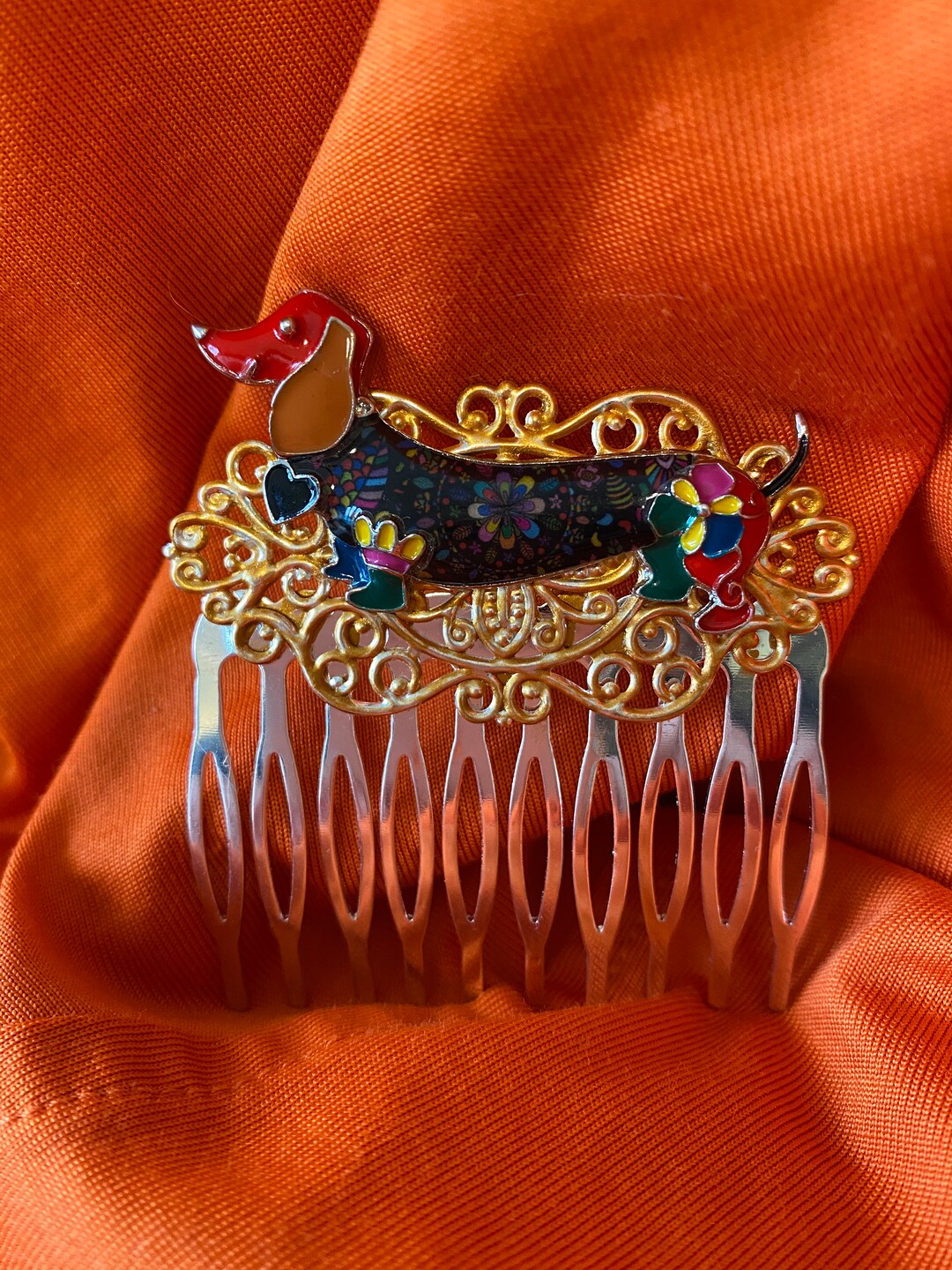 Dachshund Hair Comb Sausage Dog Multi Color Enamel Wiener Dog by ...