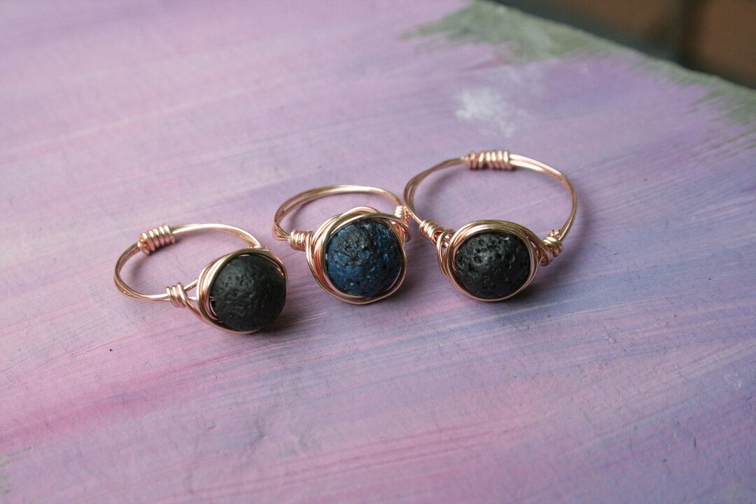 Lava Stone Diffuser Ring: Wire Wrapped Aromatherapy Ring - Etsy