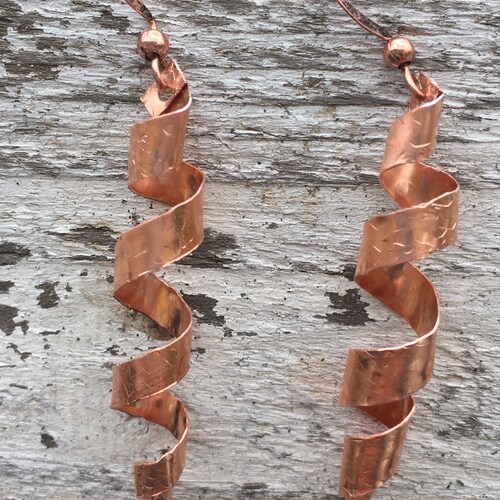 Hammered Copper Earrings Teardrop Dangle Handmade Copper Etsy
