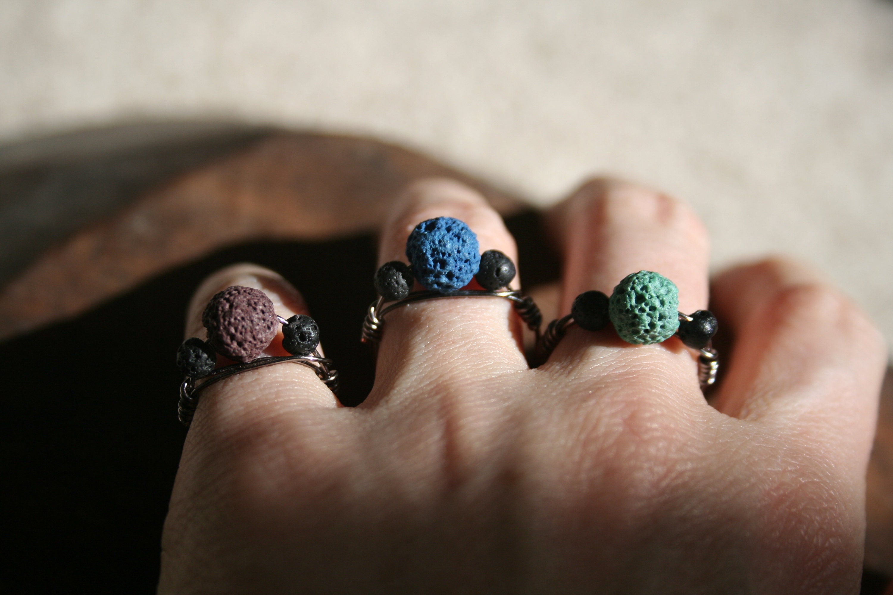 Essential Oil Diffuser Ring Lava Stone Ring Lava Bead Ring | Etsy