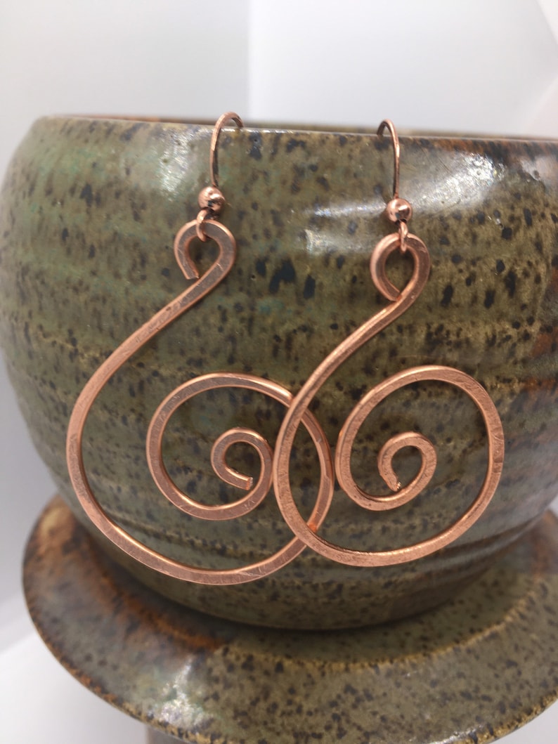 Hammered Copper Earrings Teardrop Dangle Handmade Copper Etsy