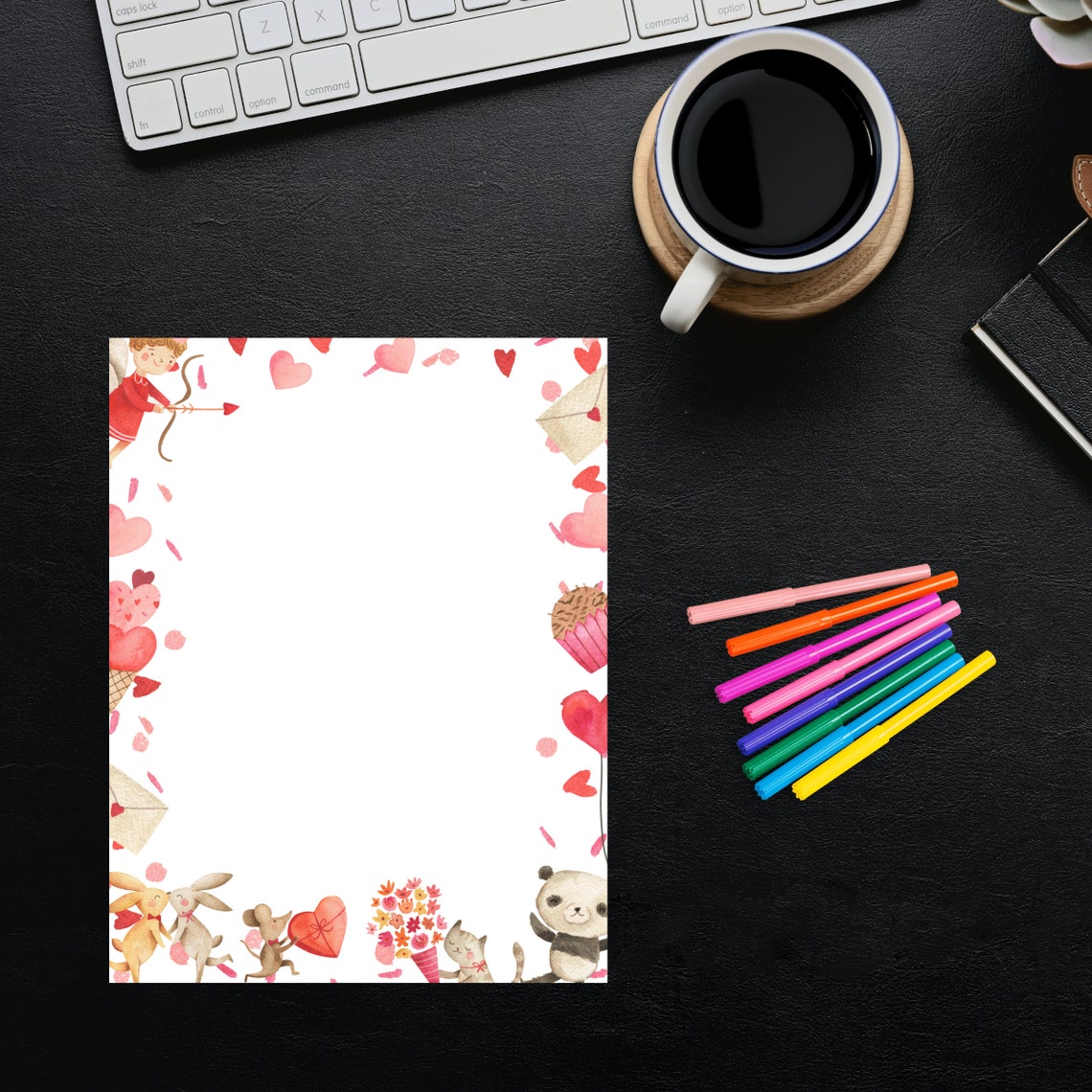 Cupid Love Border Printable, Stationery or Journal Paper or Lined and ...